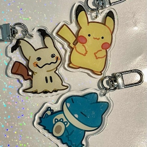 Pokemon Acrylic Keychains. Pikachu, Mimikyu, Munchlax & Others - Etsy