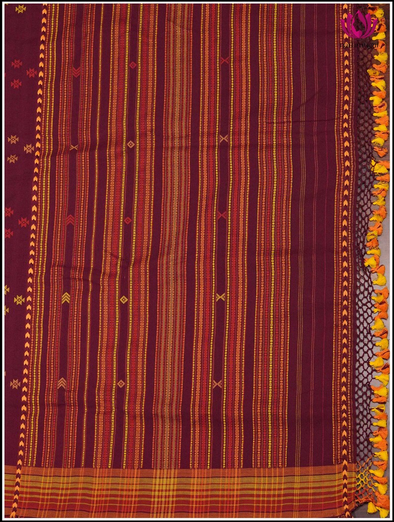 Bhujodi/ Kala Cotton Handloom Saree in Maroon - Etsy