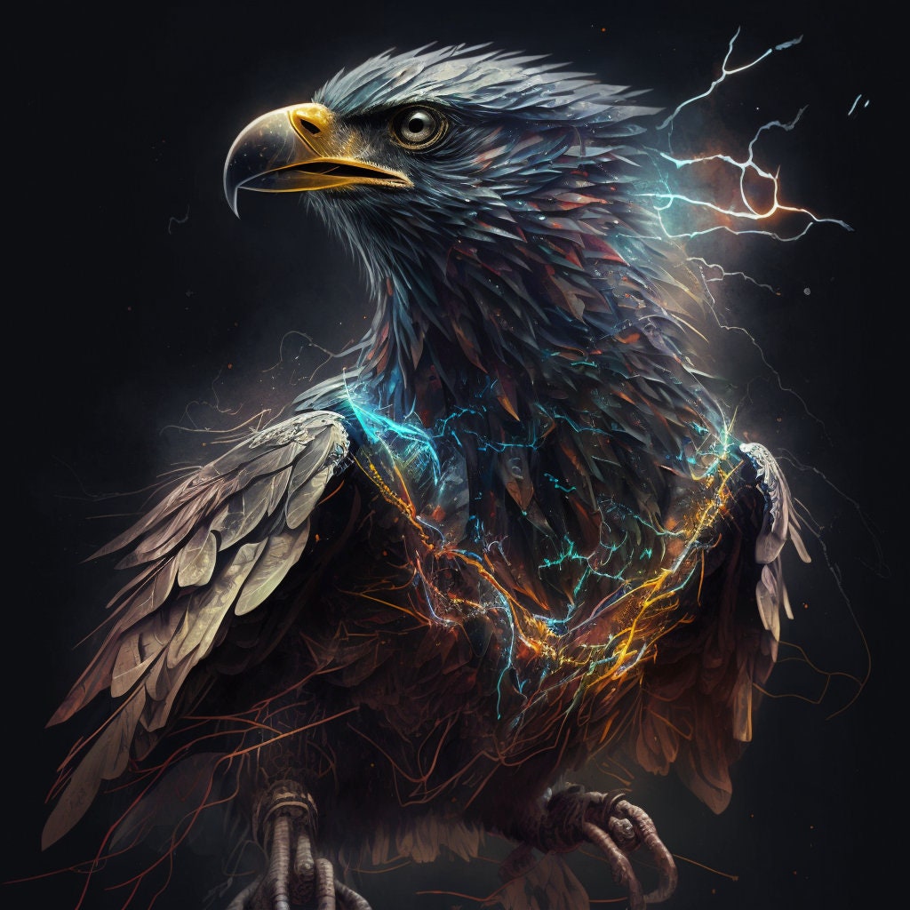 Electric Eagle Digital Art Print - Etsy