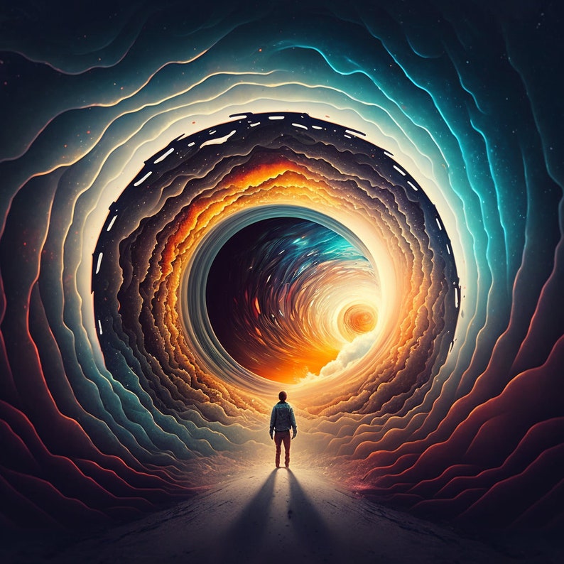 Rainbow Night to Electric Dreamscape - Digital Art Print - Etsy