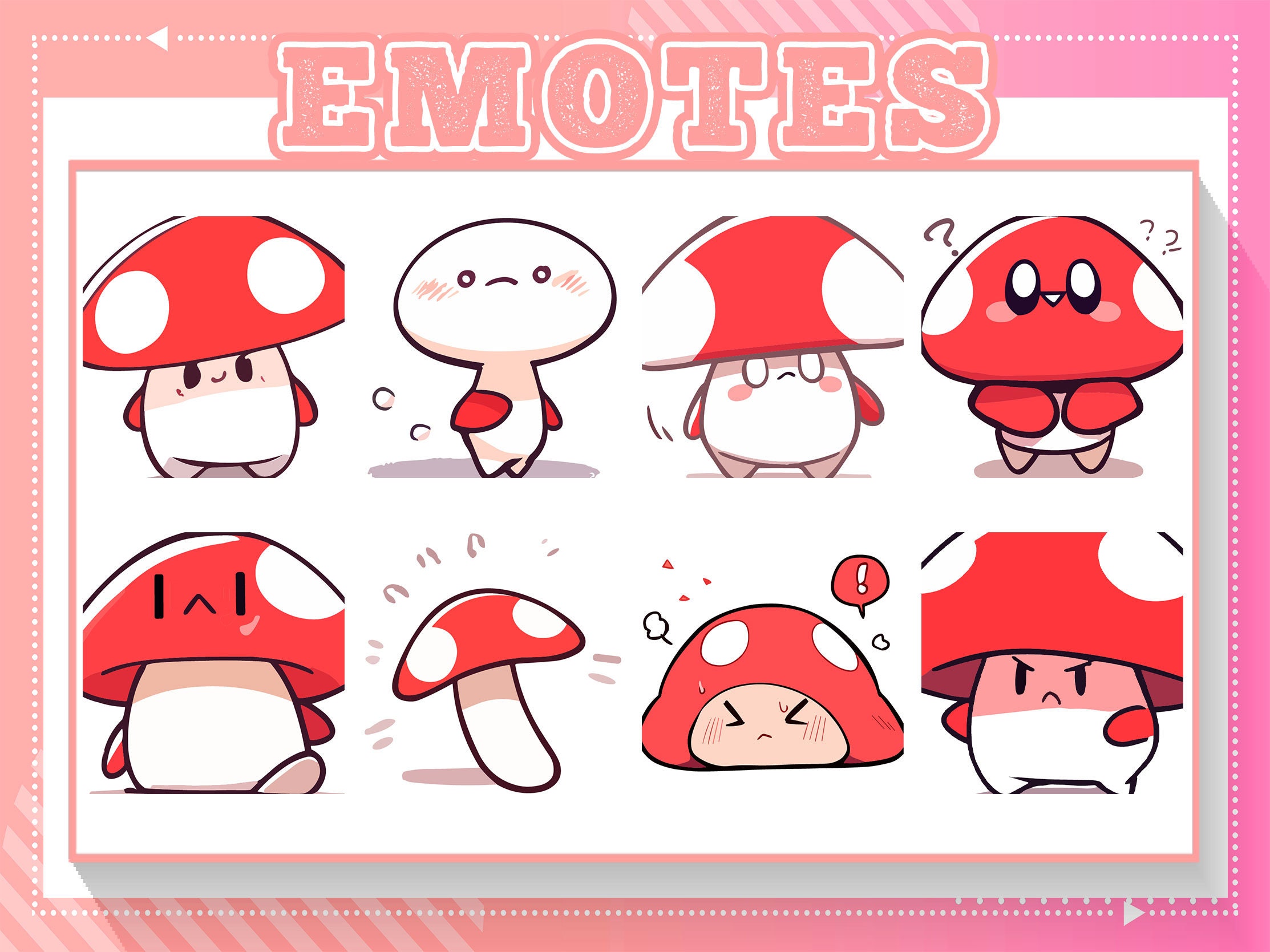 Cute Red Mushroom Emotes(8) | Kawaii | Twitch | Discord | Youtube ...