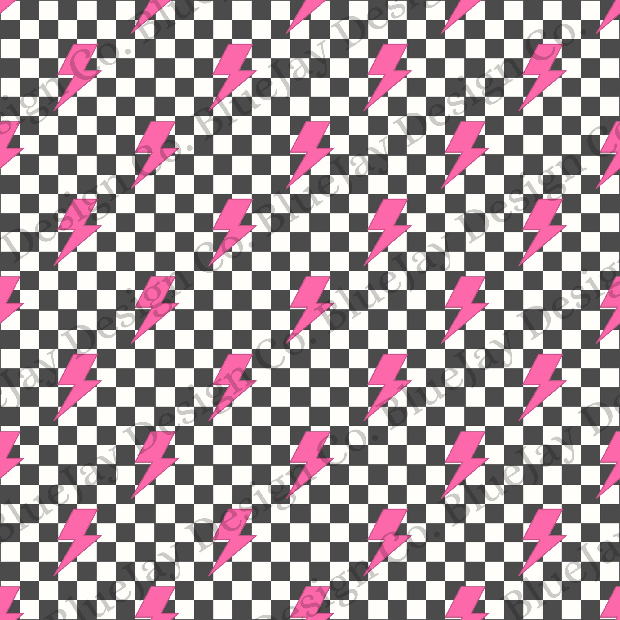 Pink Lightning and Checker Pattern Seamless File - Etsy