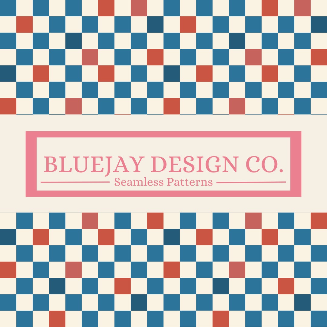 Red, White and Blue Checker Seamless Pattern, Fourth of July Checker ...
