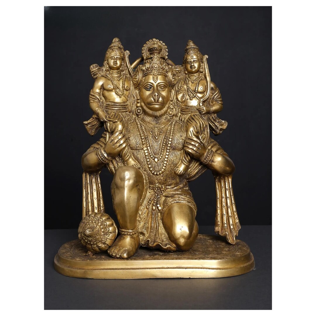 ॐ 12 Brass Hanumanji Carrying Shri Rama and Lakshman: A Symbol of ...