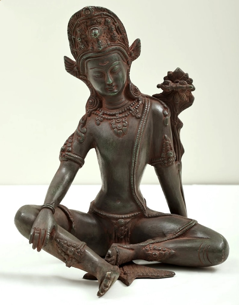 Seated Indra, the Head Lowered Handmade Brass Lord Indra Statue Indra ...