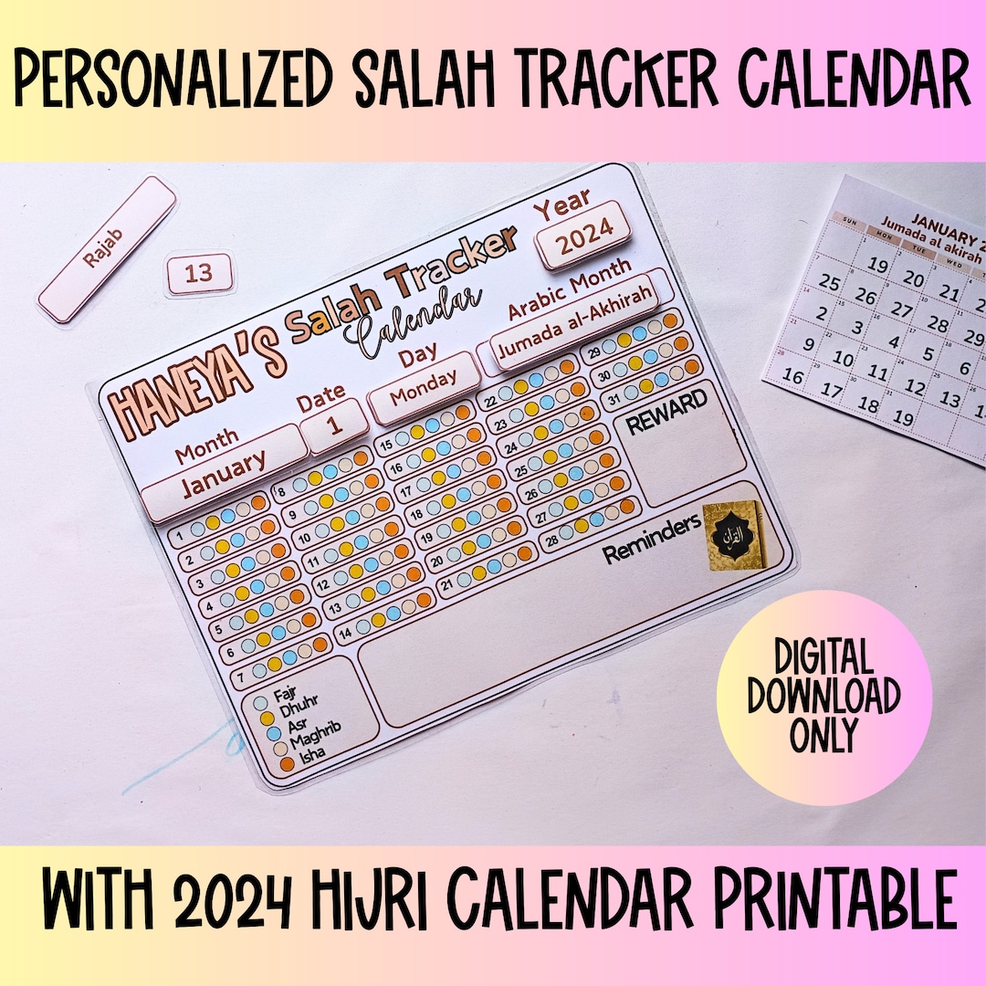 Salah Tracker Calendar for Kids- Namaz Chart-muslim Child Gifts ...