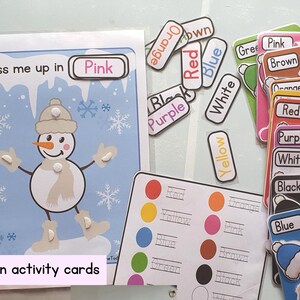 Winter Preschool Curriculum, Color Matching Activity, Snowman Dress Up ...
