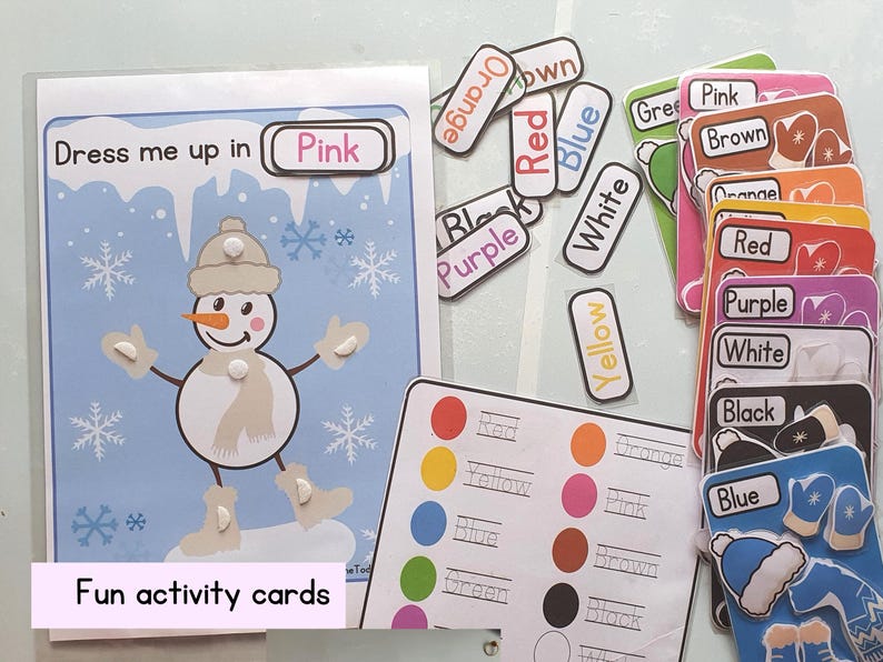 Winter Preschool Curriculum, Color Matching Activity, Snowman Dress Up ...