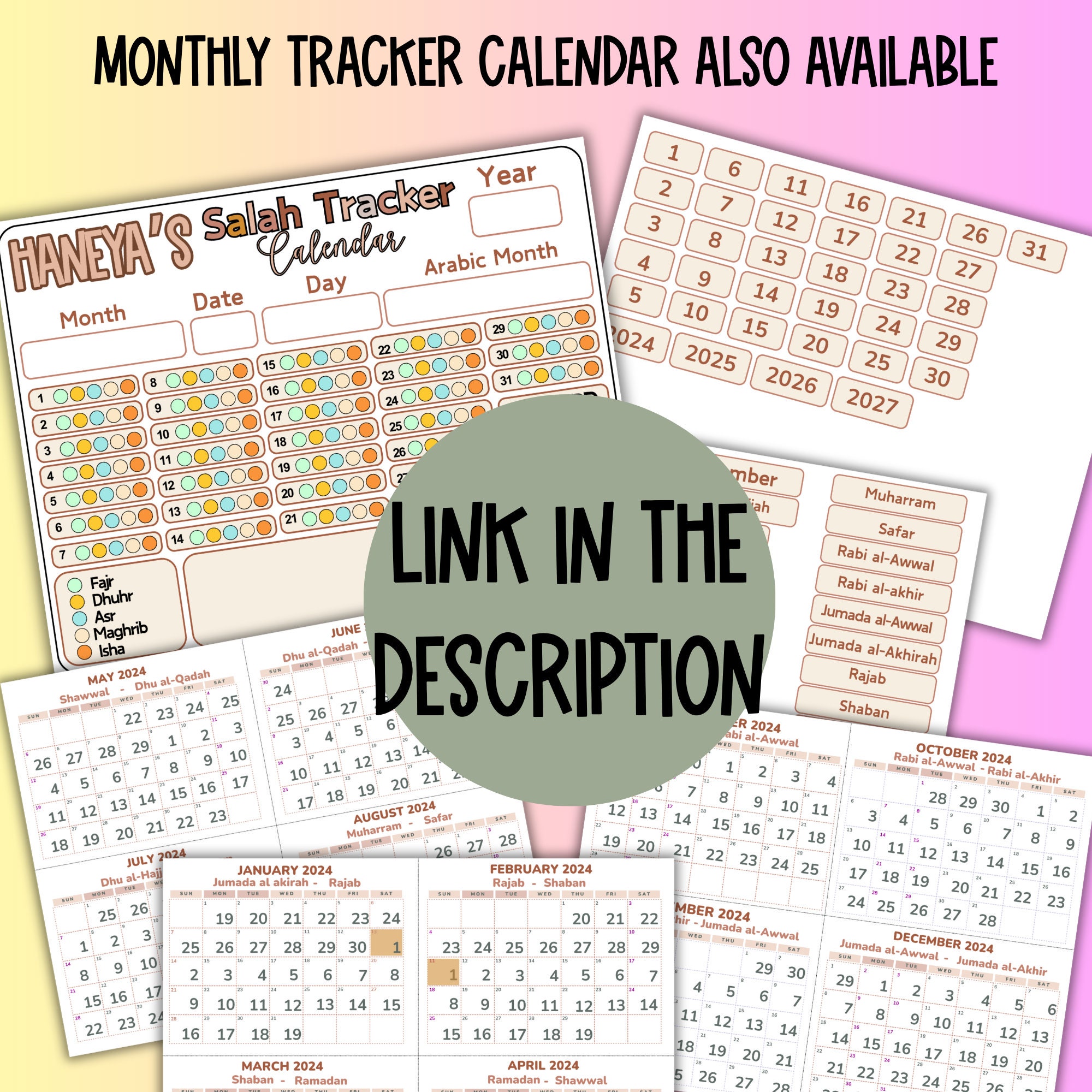 Printable Personalized Prayer Chart - Salah Chart - Namaz Chart ...