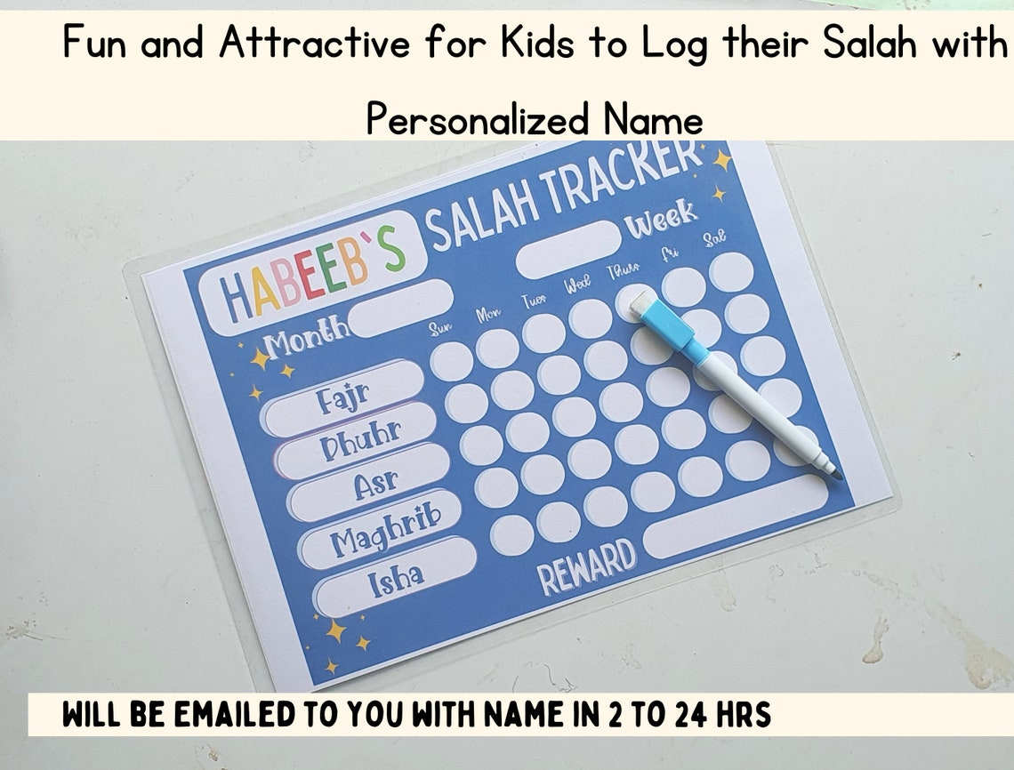 Buy Printable Personalized Prayer Chart Salah Chart Namaz Chart Prayer ...