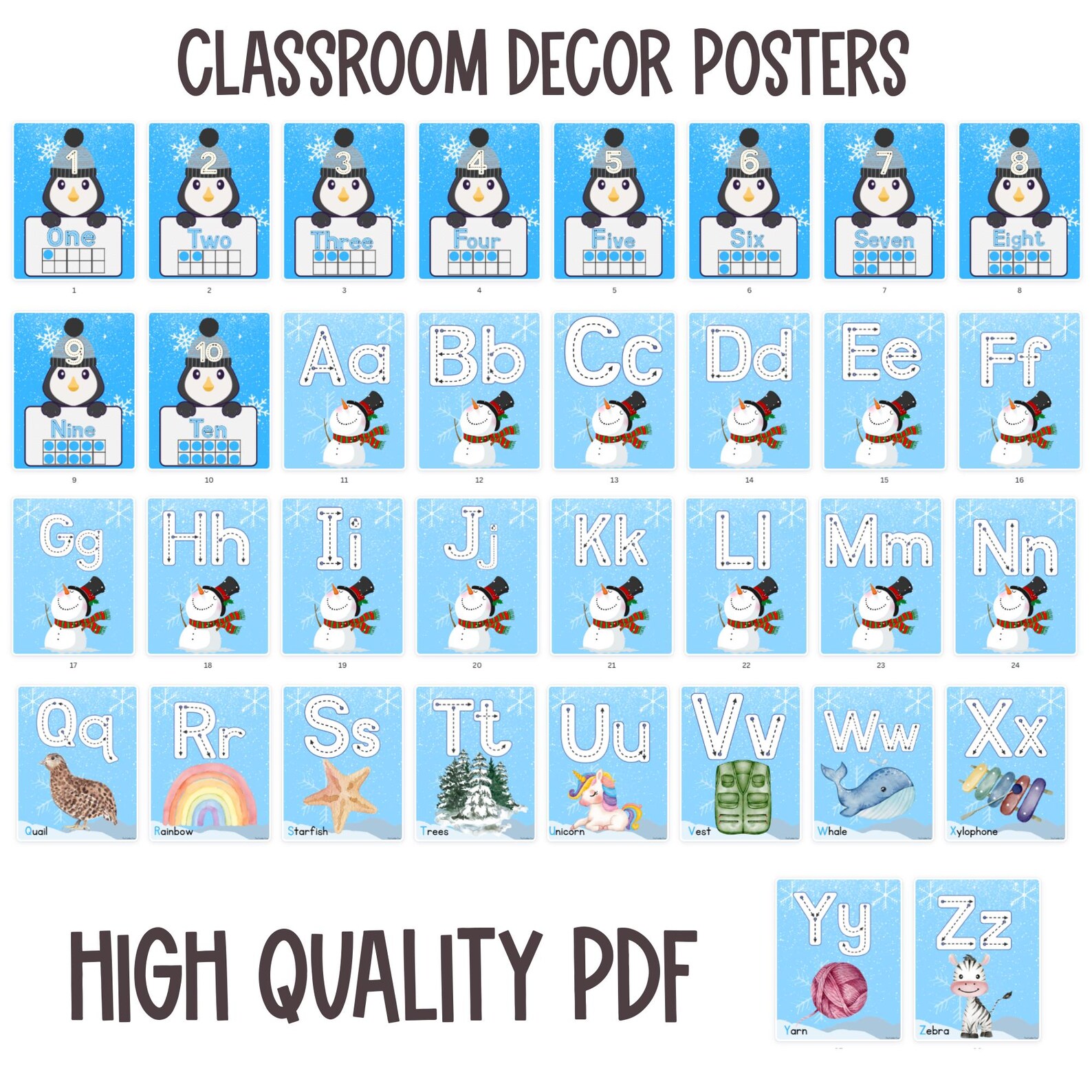 Winter Classroom Poster for Preschool, Alphabet Poster,preschool ...