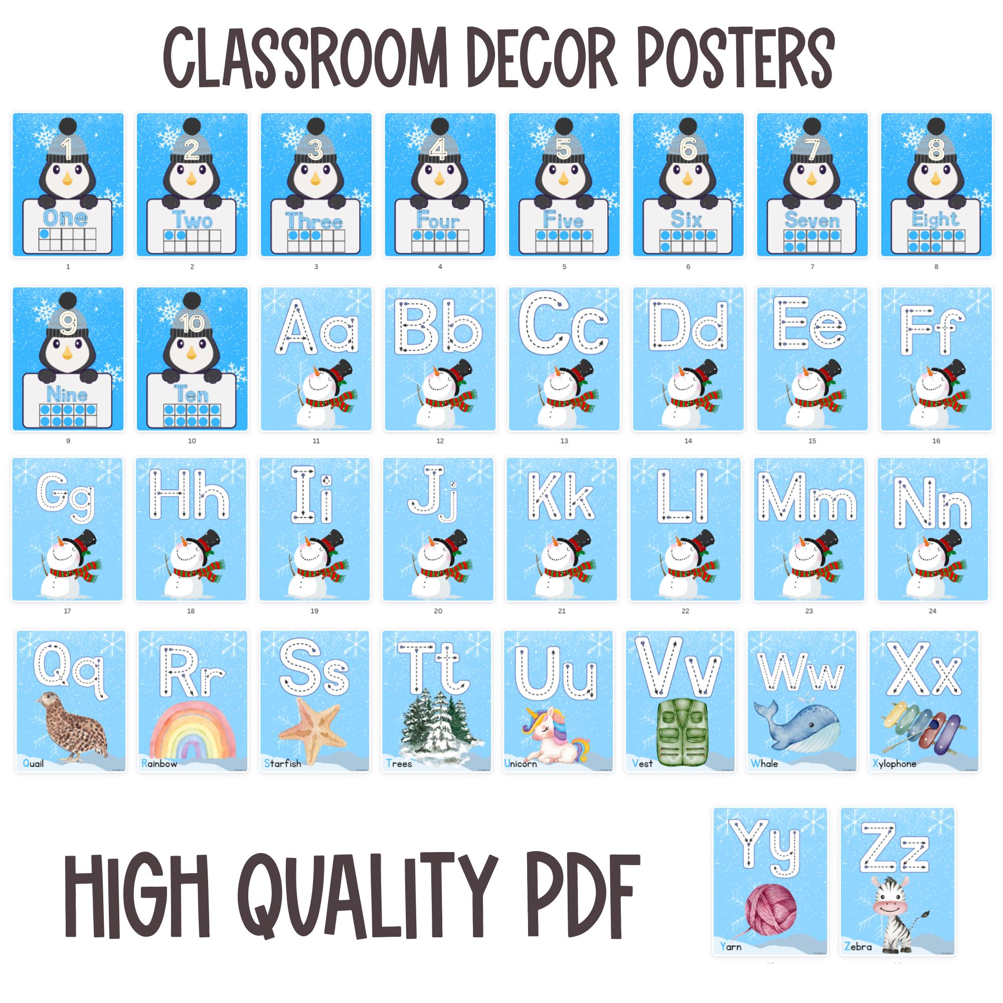 Winter Classroom Poster for Preschool, Alphabet Poster,preschool ...