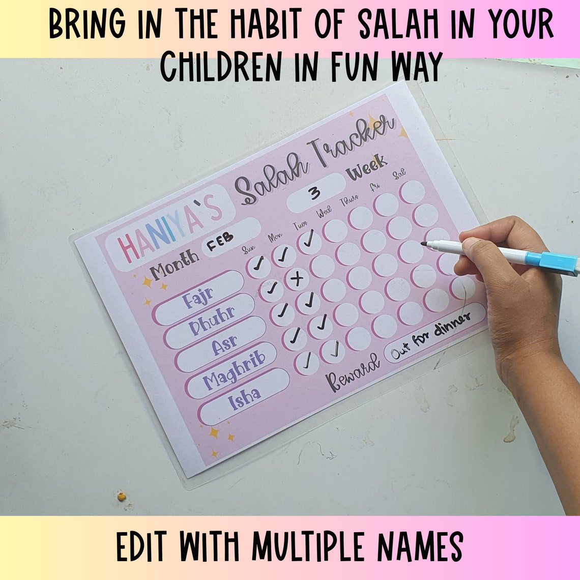 Salah Tracker for Kids Editable - Salah Chart - Namaz Chart - Prayer ...