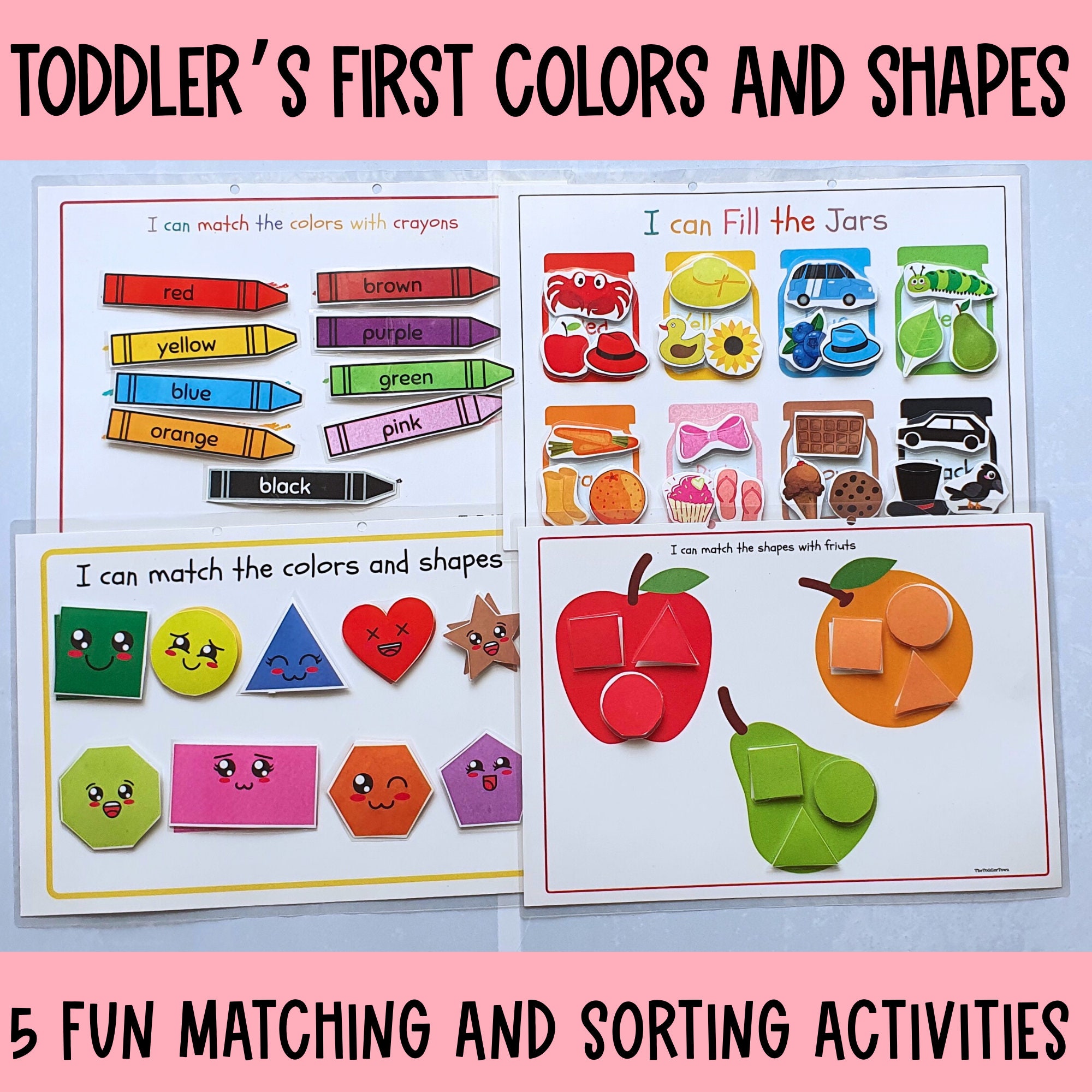 Colors and Shapes Matching Activity, Toddler Busy Book Worksheets ...