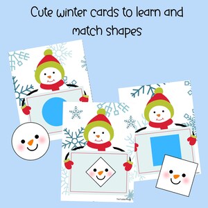 Snowman Shape Matching Cards,preschool Curriculum, Preschool Winter ...