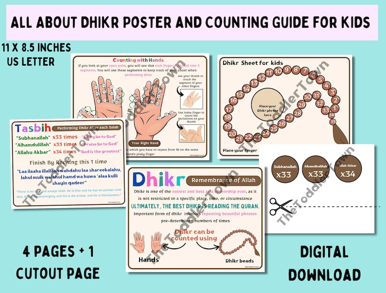 Islamic Kids Dhikr Busy Book, Homeschool Learning (PDF File) - Etsy