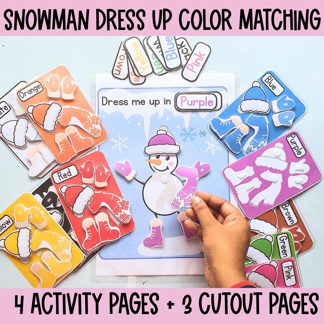 Winter Preschool Curriculum, Color Matching Activity, Snowman Dress Up ...