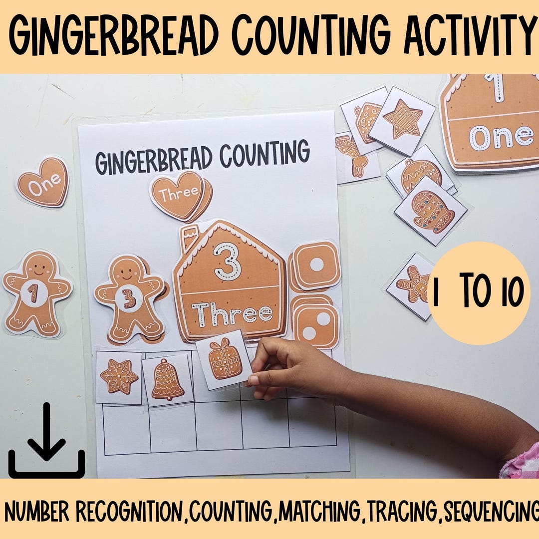 Gingerbread Counting and Number Match 1 to 10,homeschool Preschool ...