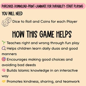 Islamic Kids Board Game Printable, Muslim Homeschool Resources, Kids ...