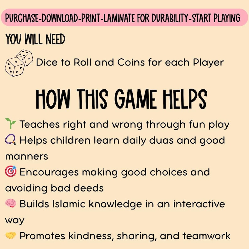 Islamic Kids Board Game Printable, Muslim Homeschool Resources, Kids ...