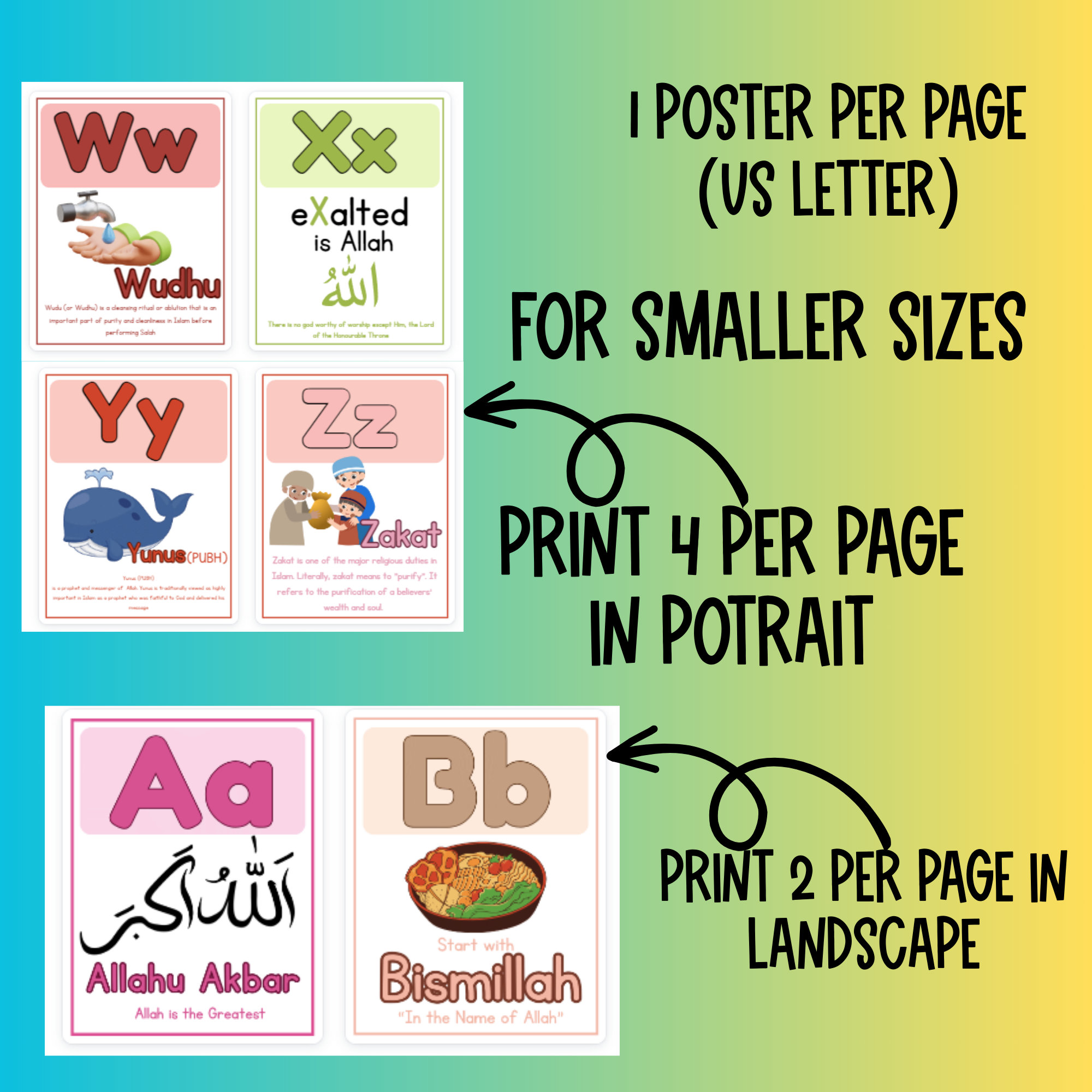Islamic Alphabet Posters, Muslim Homeschool Decor (digital Download) - Etsy