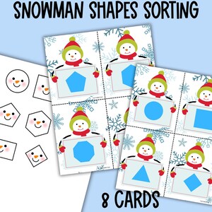 Snowman Shape Matching Cards,preschool Curriculum, Preschool Winter ...