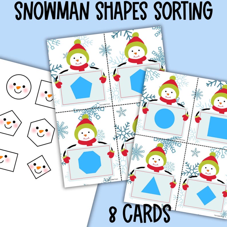 Snowman Shape Matching Cards,preschool Curriculum, Preschool Winter ...