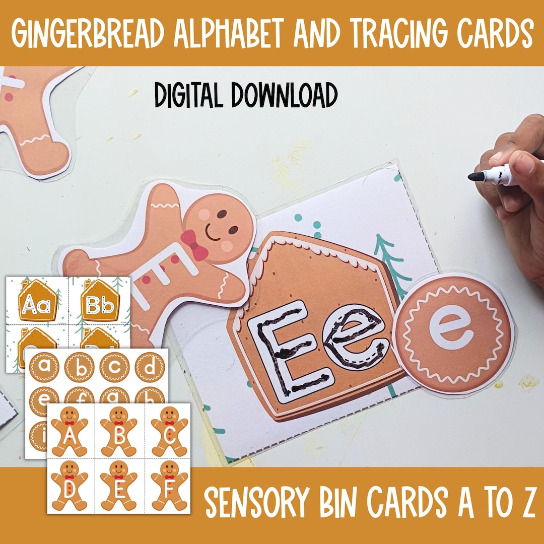 Gingerbread Alphabet Trace and Match, Alphabet Tracing Montessori ...