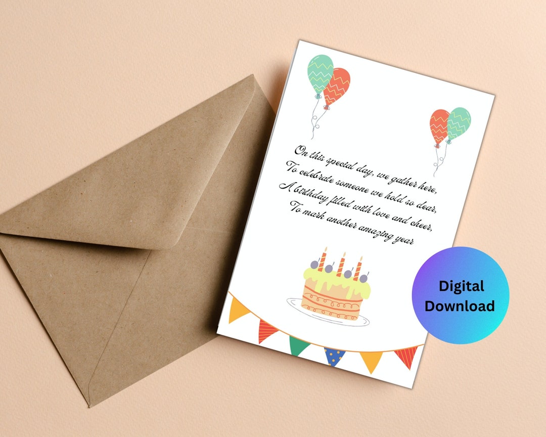 Happy Birthday Poem Greeting Card - Etsy