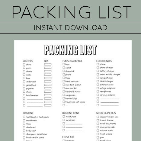 Packing List - Etsy