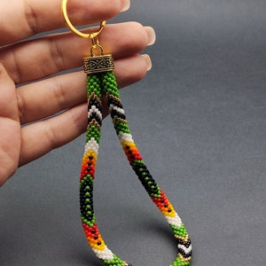 Green Wrist Lanyard Keychain, Native American Style, Wrist Keychain ...