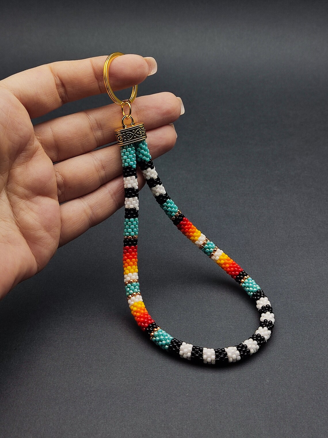 Turquoise Short Wrist Lanyard Native American Style Beaded - Etsy