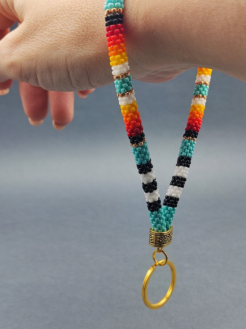 Turquoise Short Wrist Lanyard Native American Style Beaded - Etsy