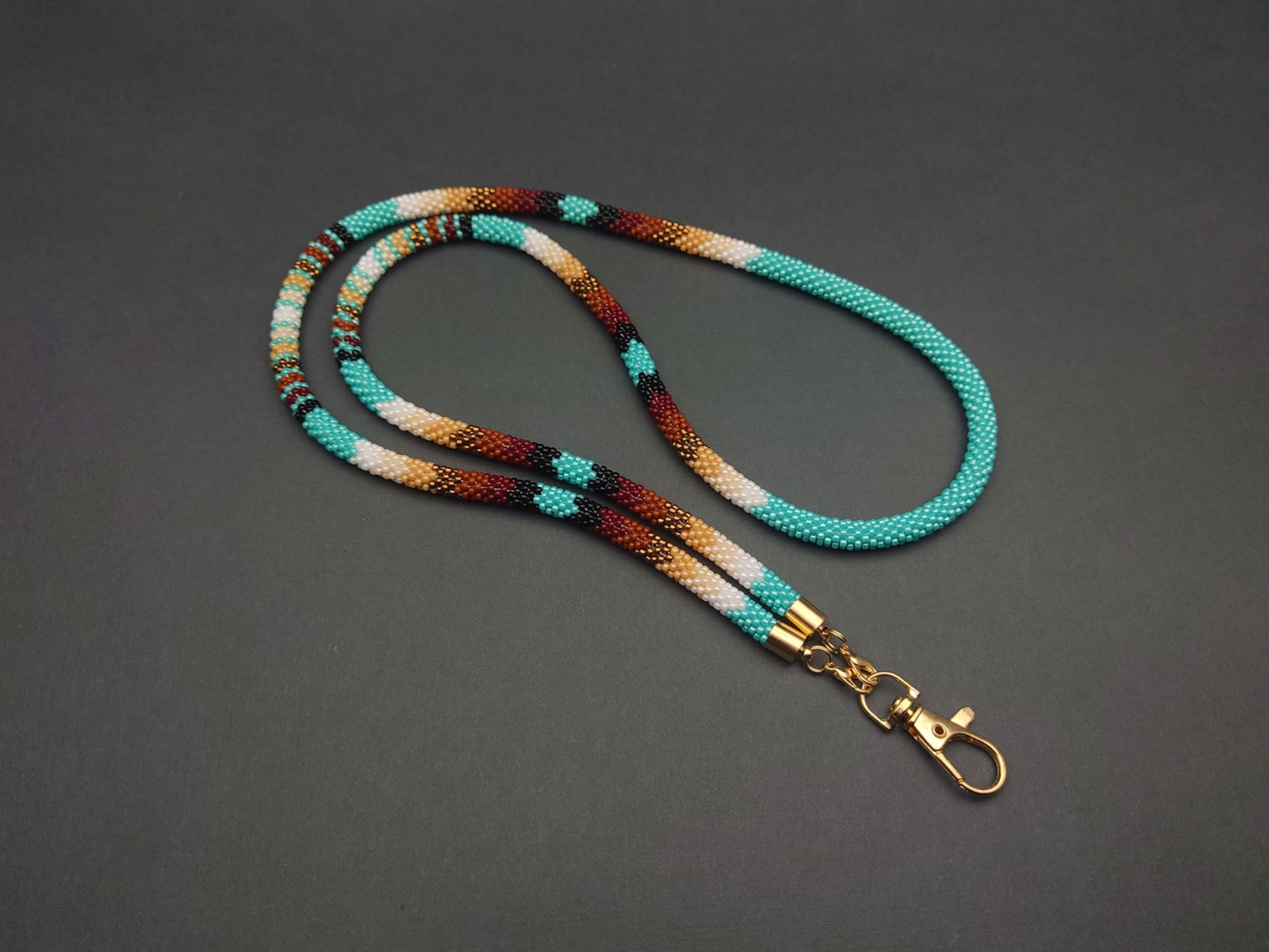 Stylish Turquoise Beaded Lanyard for Badge Native American Inspired ...