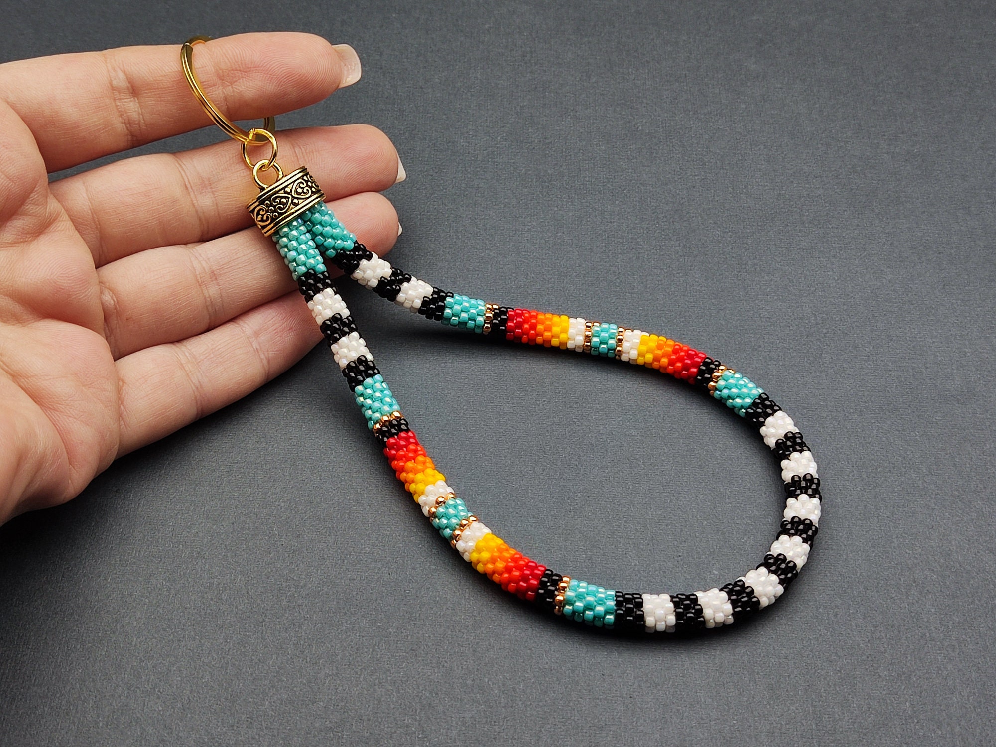 Turquoise Short Wrist Lanyard Native American Style Beaded - Etsy