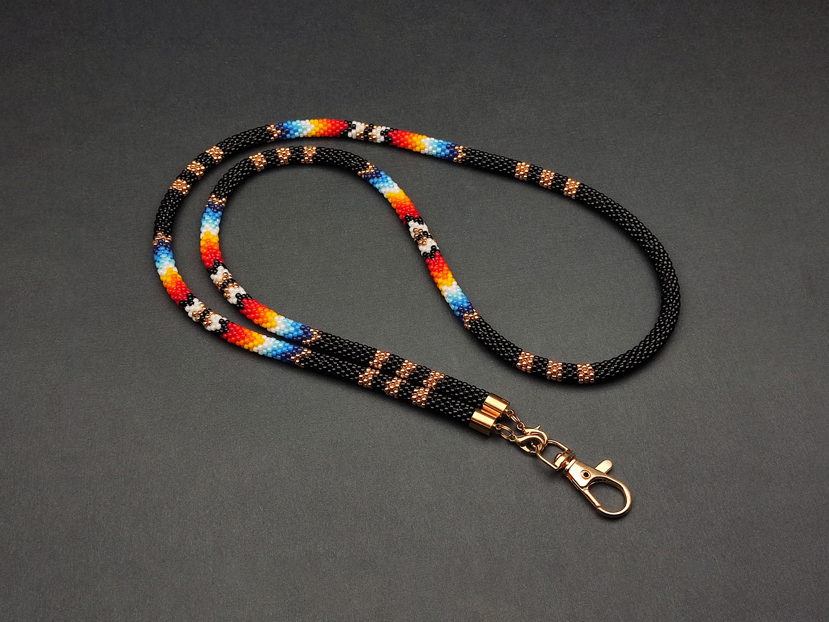 Rainbow Teacher Lanyard Beaded Native American Style, Breakaway Lanyard ...