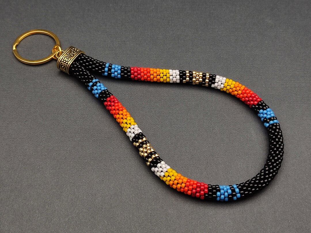 Handcrafted Beaded Wristlet Keychain: Native Style Key Fob - Etsy