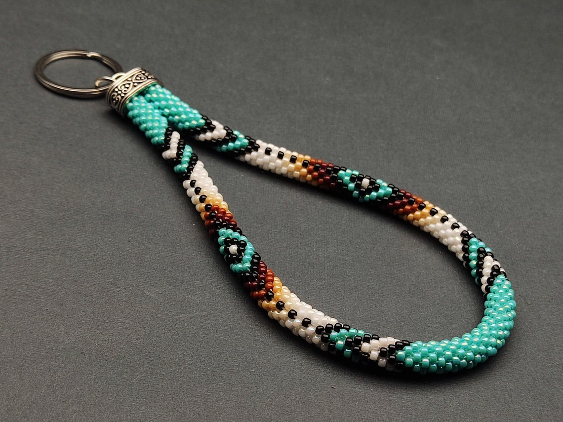 Turquoise Bead Keychain Wristlet Native American Style Wrist - Etsy