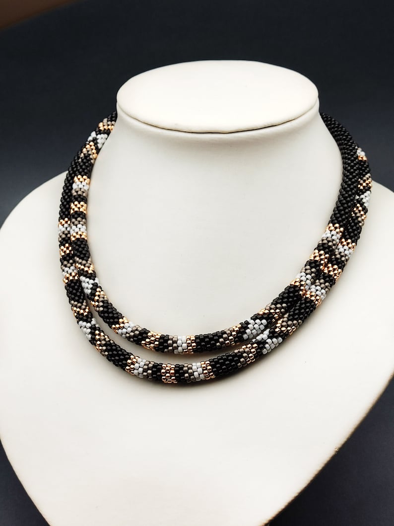 Black Gold Lanyard Native American Style Beaded Lanyard for - Etsy