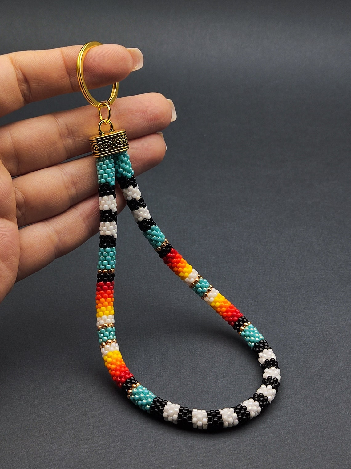 Turquoise Short Wrist Lanyard Native American Style Beaded - Etsy