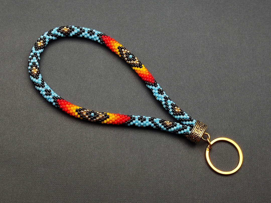 Beaded Wristlet Keychain: Native American Style Seed Beads - Etsy