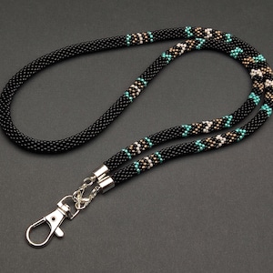 Black Beaded Teacher Lanyard: Native American Style Badge Holder - Etsy