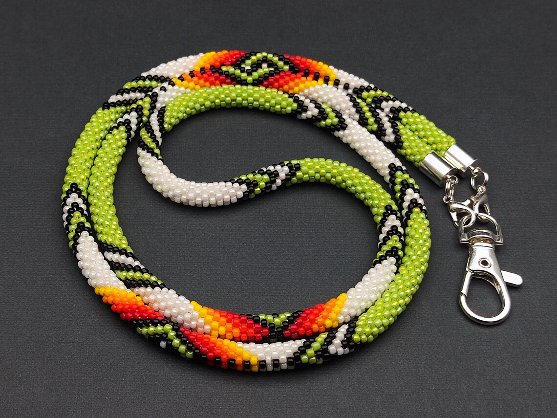 Vibrant Beaded Lanyard for Badge Teacher Gift Native American Inspired ...