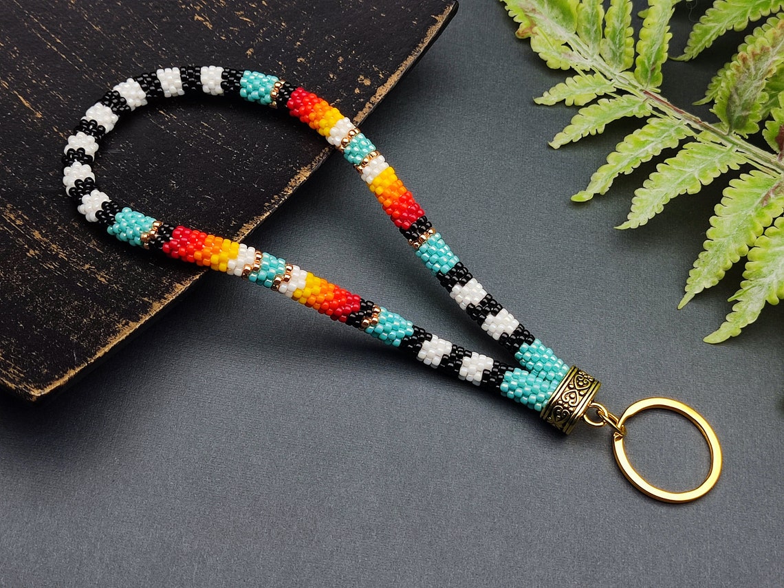 Turquoise Short Wrist Lanyard Native American Style Beaded - Etsy