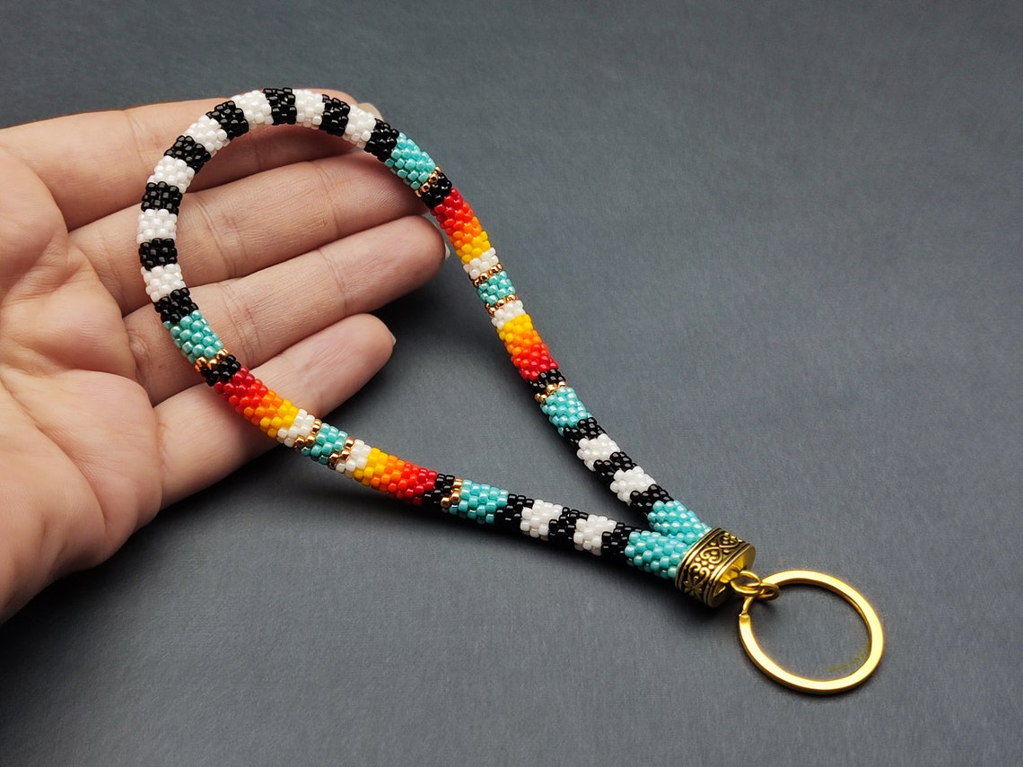 Turquoise Short Wrist Lanyard Native American Style Beaded - Etsy