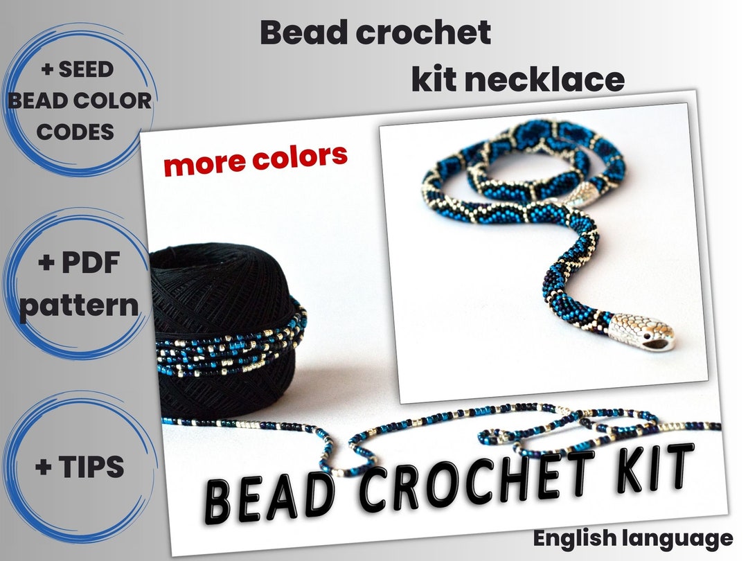 DIY Necklace Kit, Snake Beaded Crochet Necklace, Make Your Own Kit ...