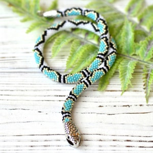 Turquoise Bead Python Choker, Serpent Choker, Python Skin Necklace ...