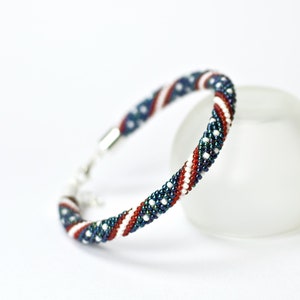 Bead Crochet Kit American Flag Bracelet, Stars and Stripes, Bracelet ...