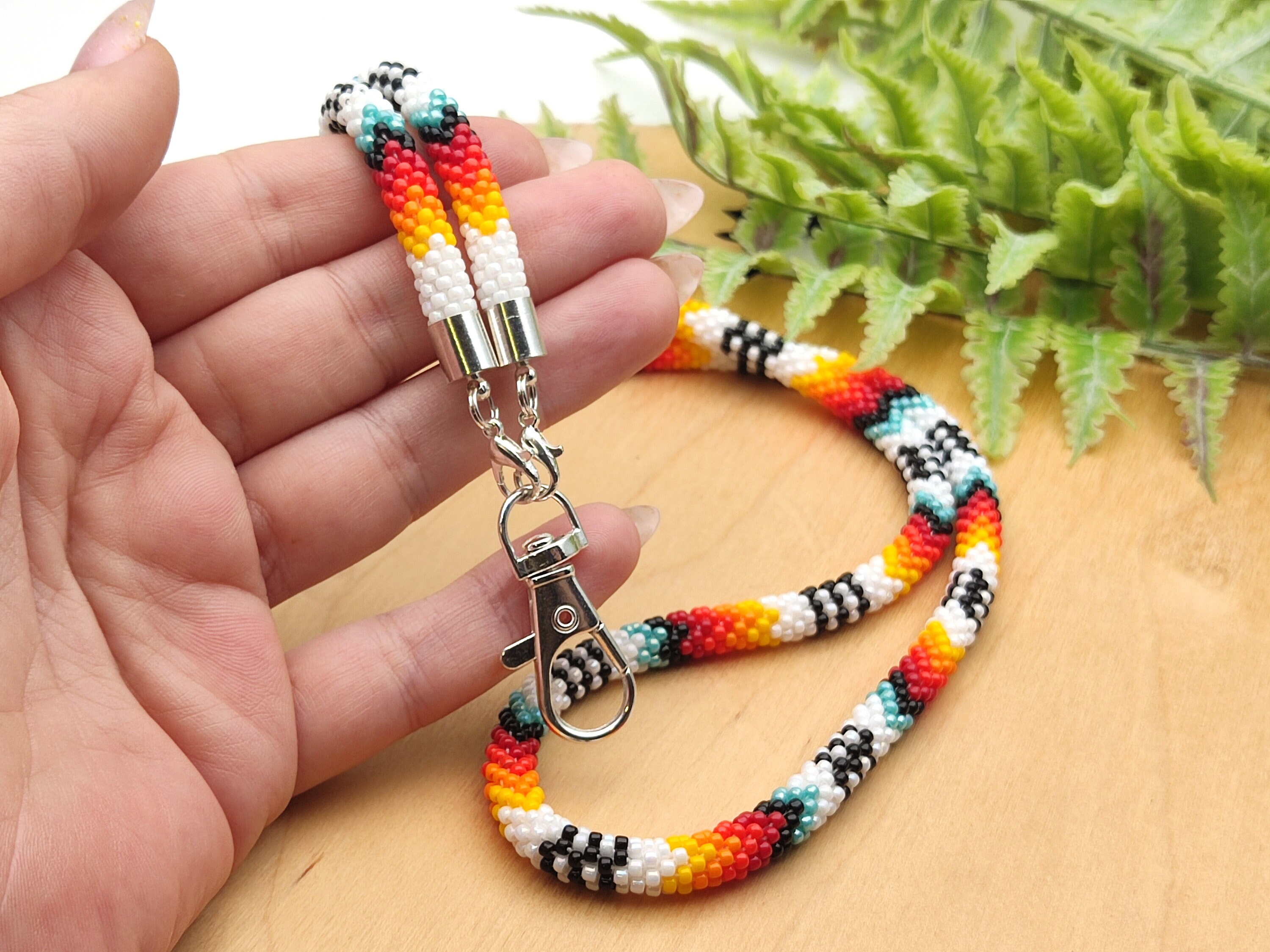 Teacher Beaded Lanyard Kit, DIY Ethnic Bead Crochet Lanyard, Card ...