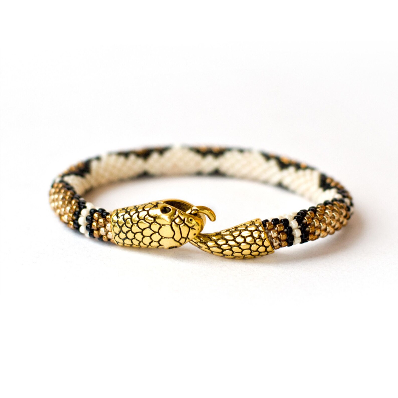 Beaded Snake Bracelet, Skin Print Serpent Jewelry, Reptile Accessory - Etsy